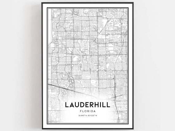 Lauderhill Map Print Lauderhill Map Poster Wall Art Fl City | Etsy