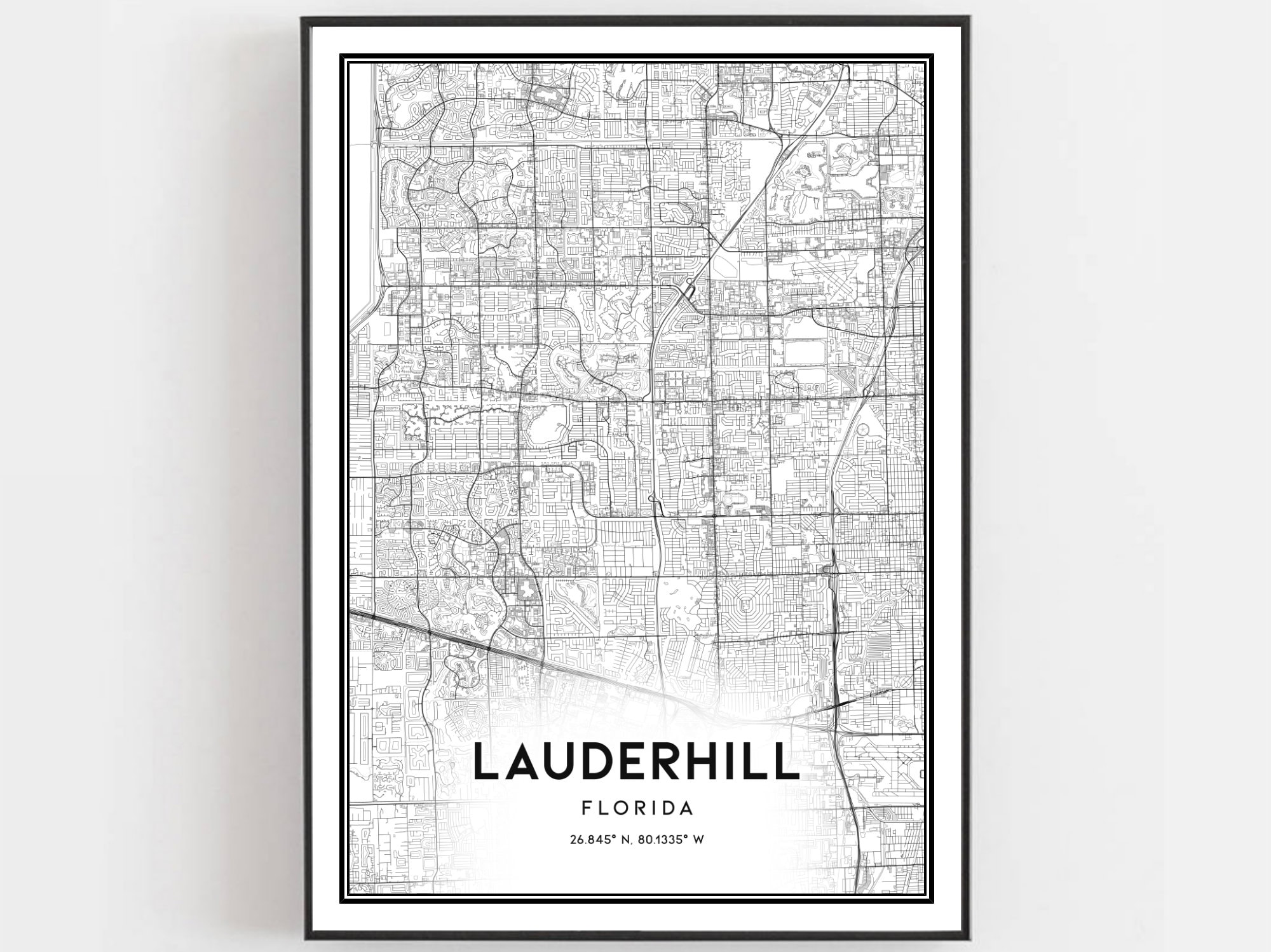 Lauderhill Map Print Lauderhill Map Poster Wall Art Fl City | Etsy