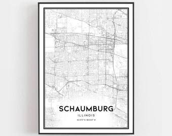 Schaumburg Map Print, Schaumburg Map Poster Wall Art, Il City Map ...