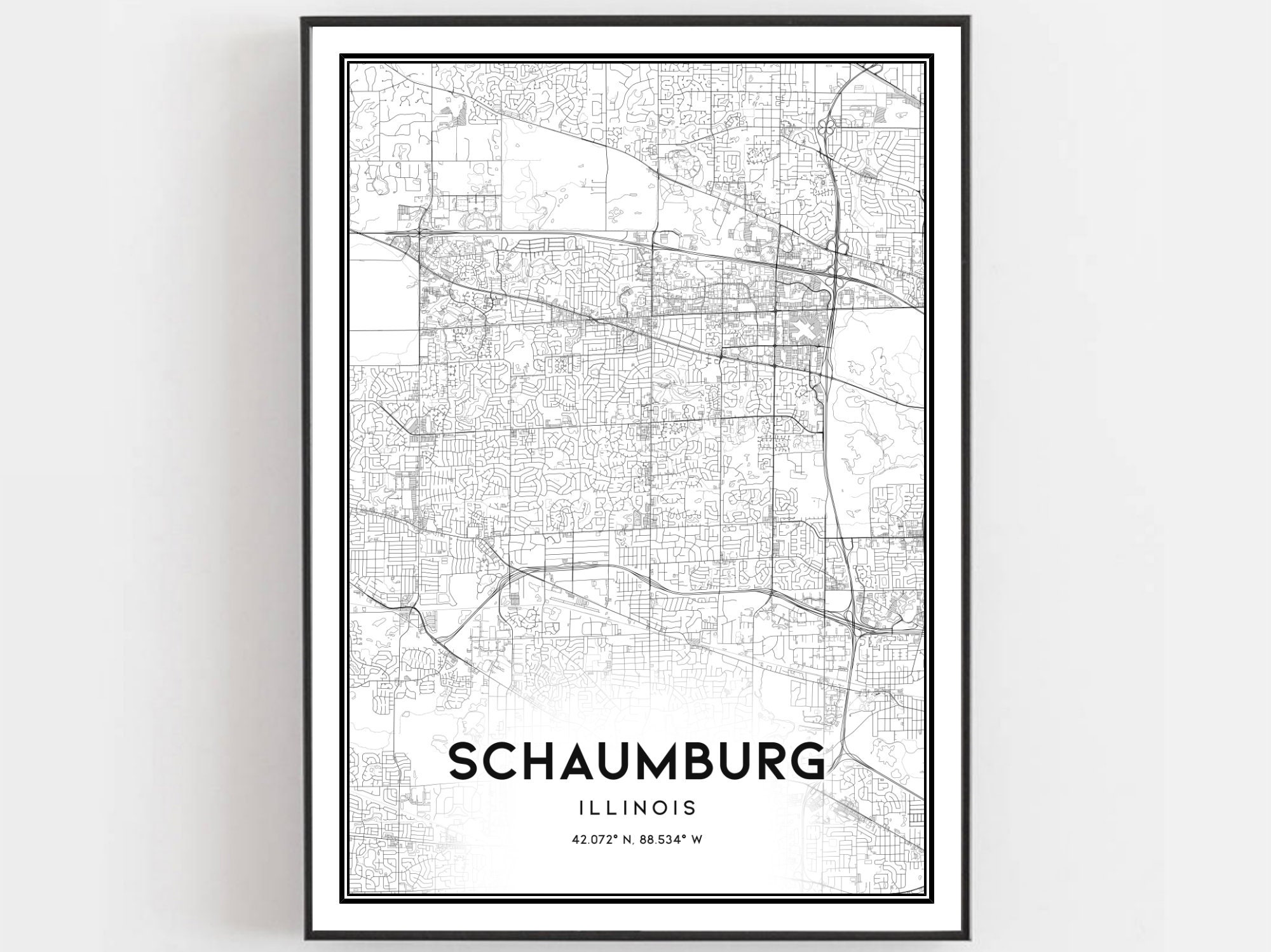 Schaumburg Map Print Schaumburg Map Poster Wall Art Il City - Etsy