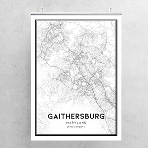 Gaithersburg Map Print, Gaithersburg Map Poster Wall Art, Md City Map ...