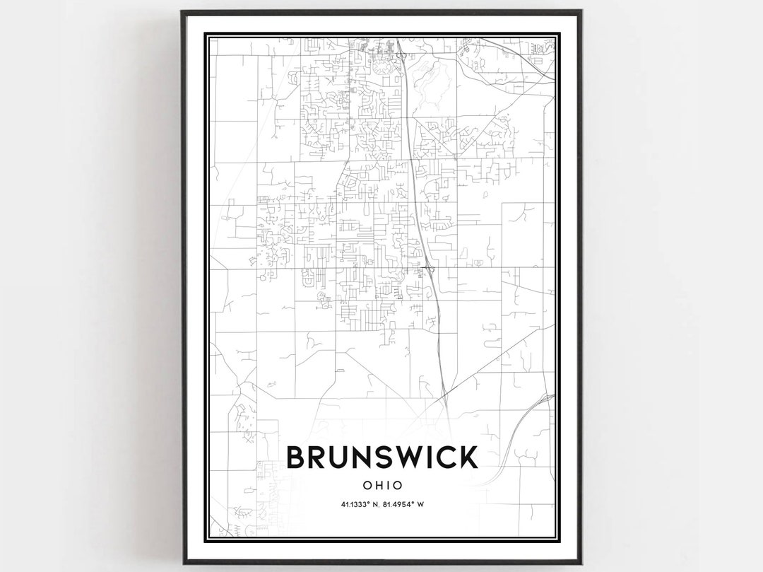 Brunswick Map Print, Brunswick Map Poster Wall Art, Oh City Map, Ohio ...