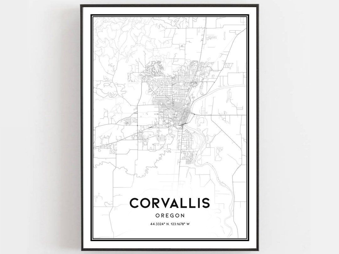 Corvallis Map Print, Corvallis Map Poster Wall Art, or City Map, Oregon ...