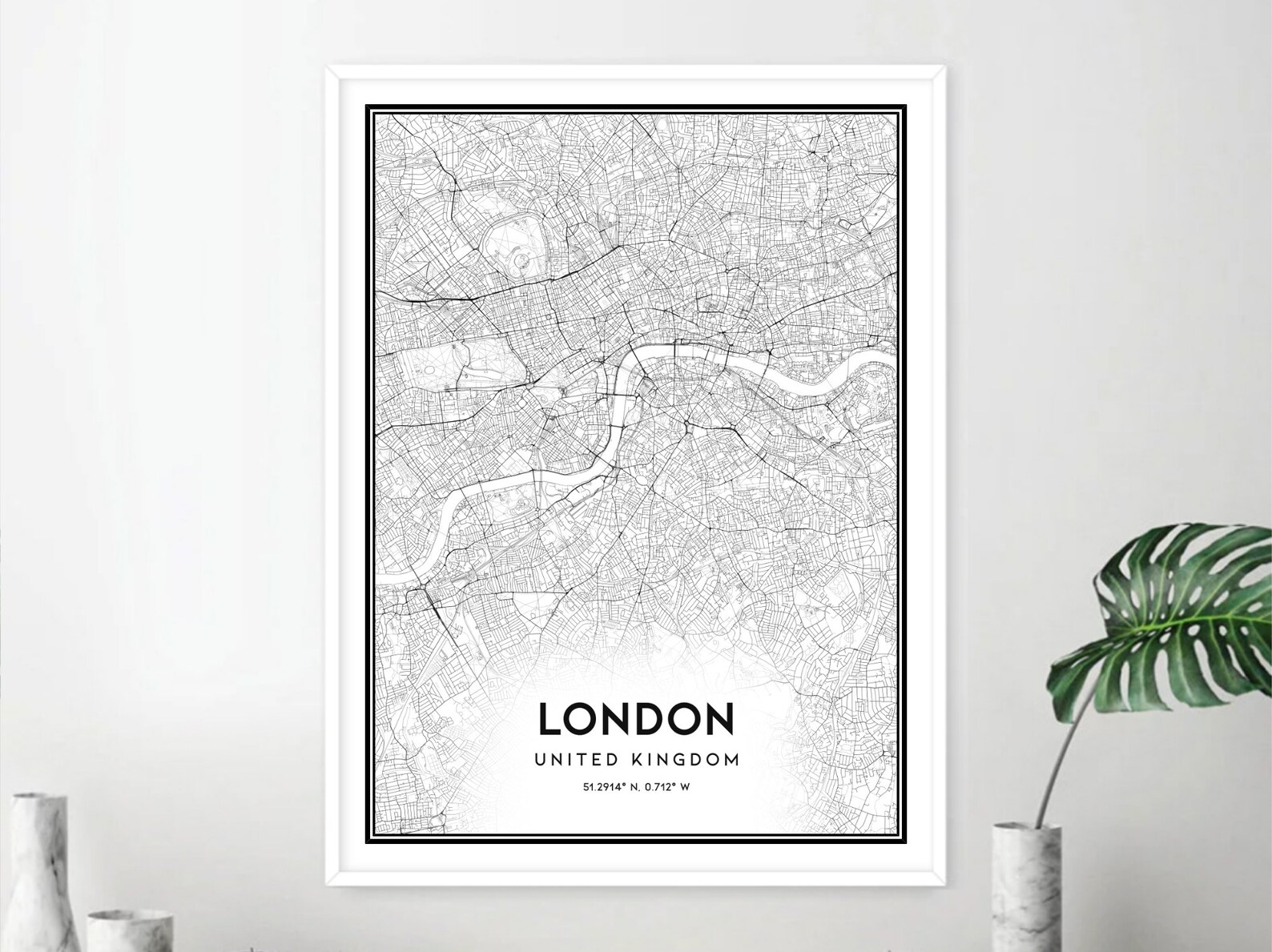 London Map Print, London Map Poster Wall Art, London City Map, London ...