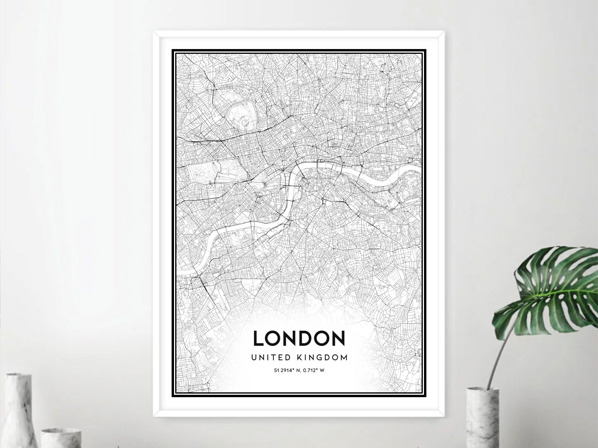 London Map Print London Map Poster Wall Art London City Map - Etsy UK