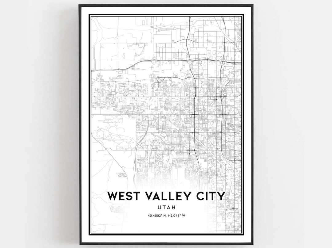 West Valley City Map Print, West Valley City Map Poster Wall Art, Ut ...