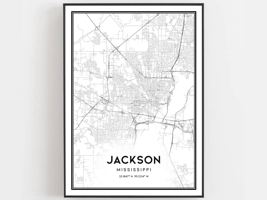 Jackson Map Print, Jackson Map Poster Wall Art, Ms City Map ...
