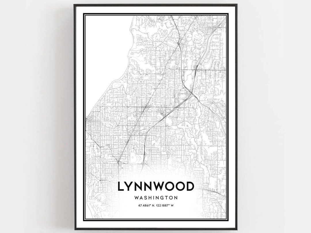 Lynnwood Map Print, Lynnwood Map Poster Wall Art, Wa City Map ...