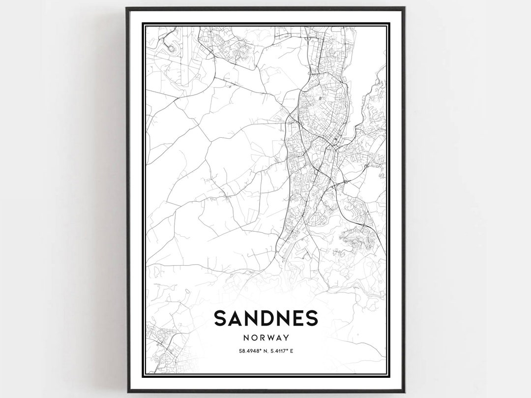Sandnes Map Print, Sandnes Map Poster Wall Art, Sandnes City Map ...