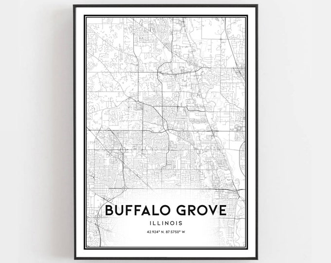 Buffalo Grove Map Print, Buffalo Grove Map Poster Wall Art, Il City Map ...