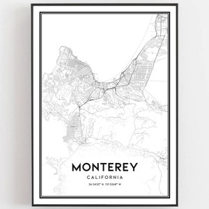 Monterey Map Print, Monterey Map Poster Wall Art, Ca City Map ...