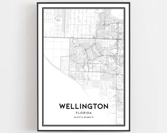 Wellington Map Print Wellington Map Poster City Wall Art - Etsy