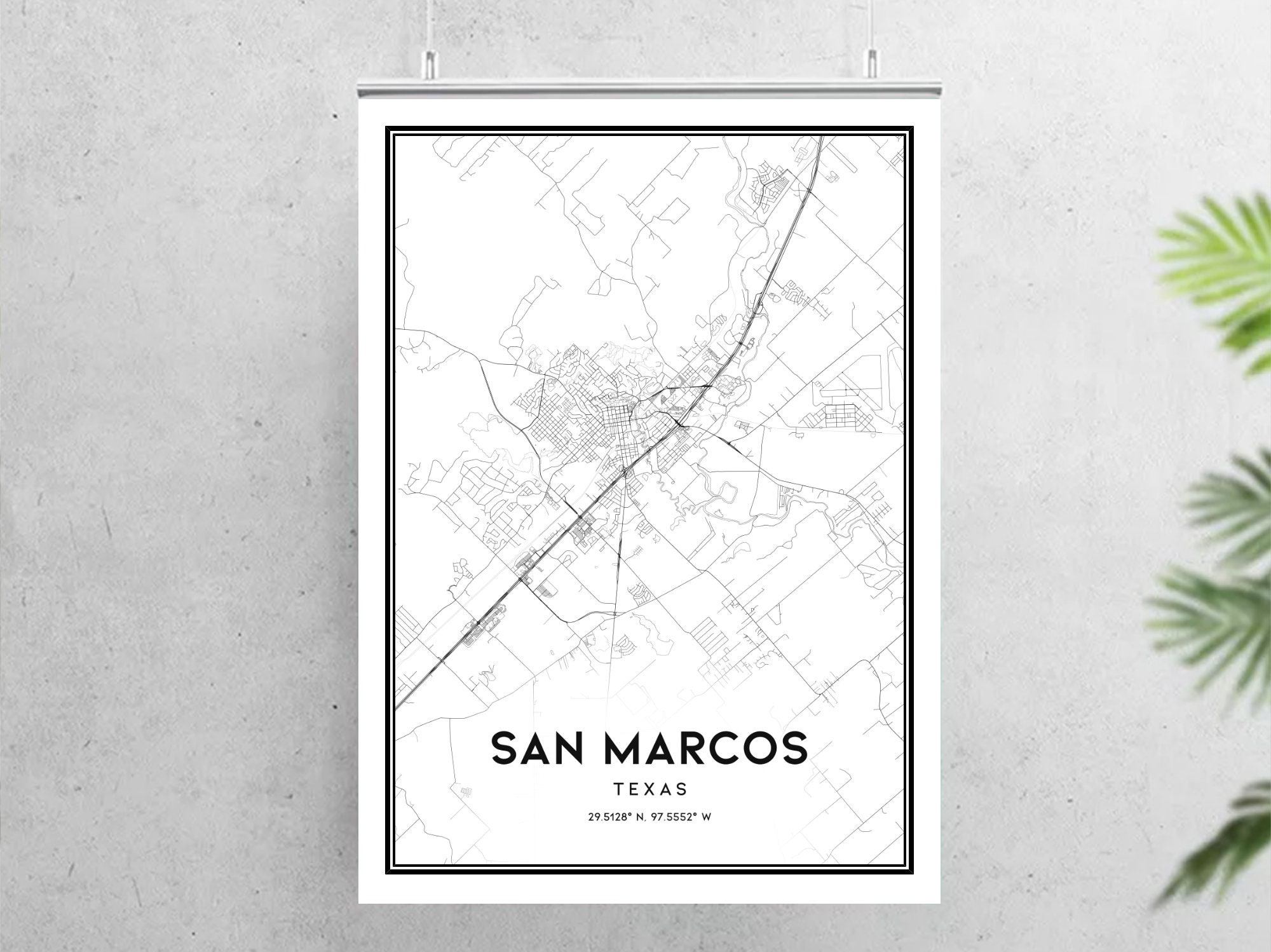 San Marcos Map Print San Marcos Map Poster Wall Art Tx City | Etsy