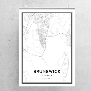 Brunswick Map Print, Brunswick Map Poster Wall Art, Ga City Map ...