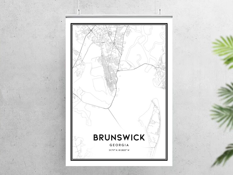 Brunswick Map Print, Brunswick Map Poster Wall Art, Ga City Map ...