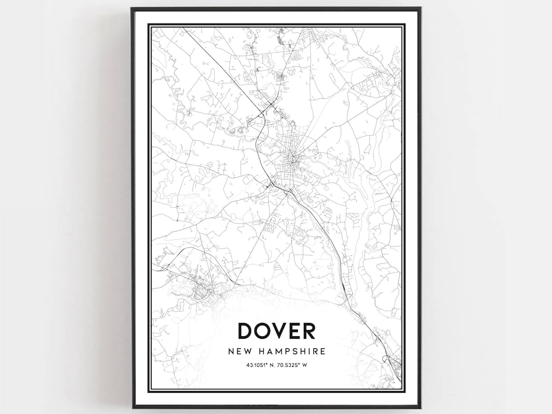 Dover Map Print, Dover Map Poster Wall Art, Nh City Map, New Hampshire ...