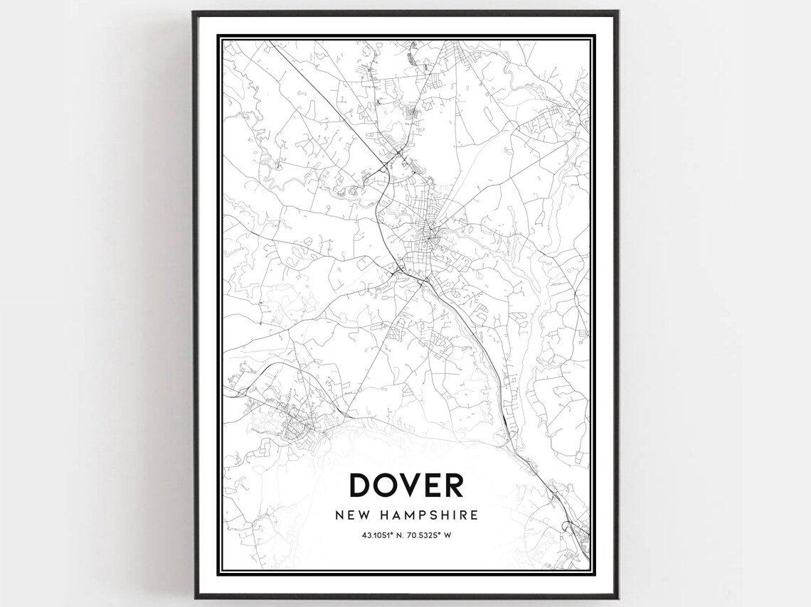 Dover Map Print, Dover Map Poster Wall Art, Nh City Map, New Hampshire ...