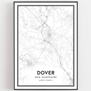 Dover Map Print, Dover Map Poster Wall Art, Nh City Map, New Hampshire ...