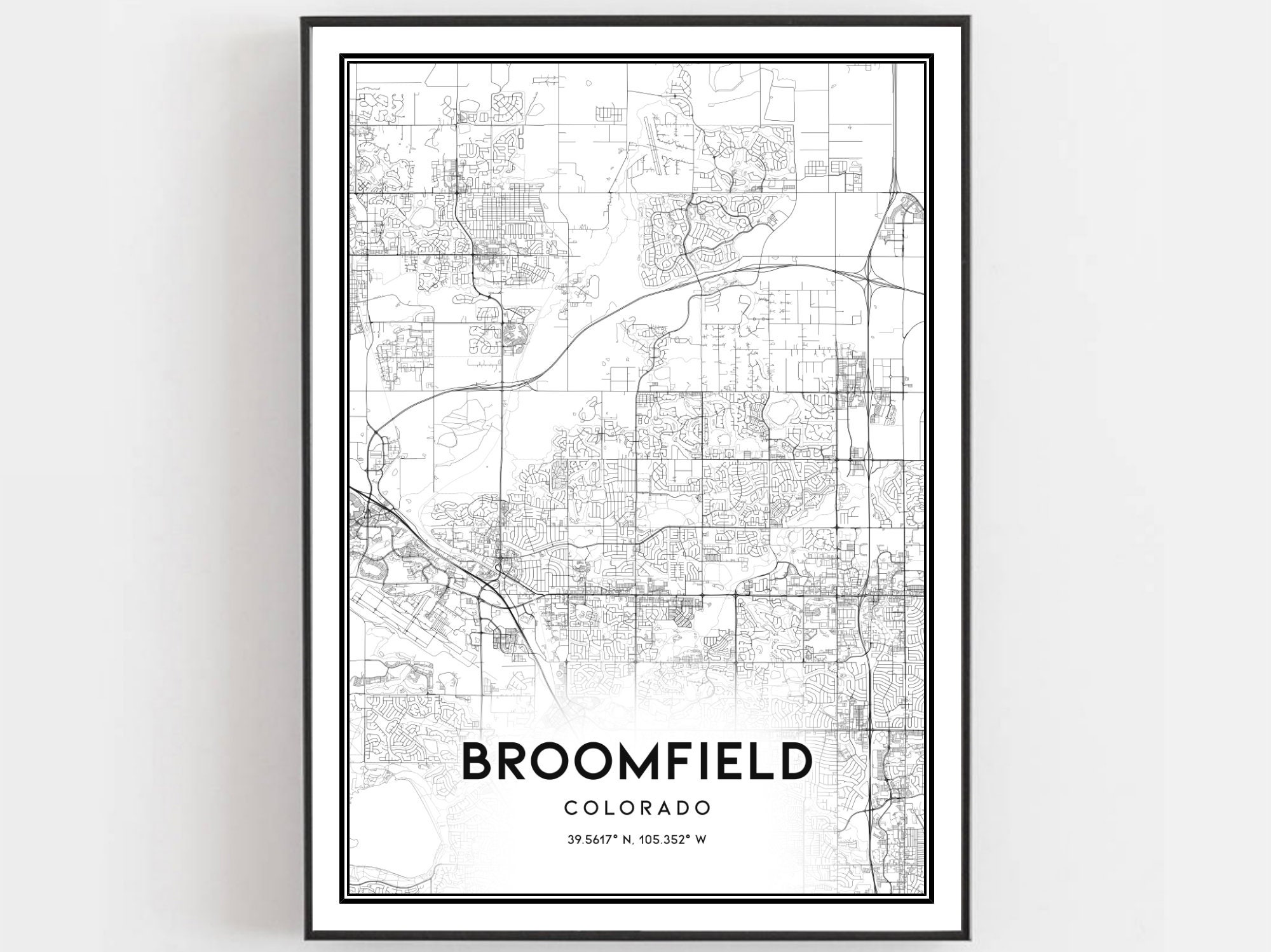 Broomfield Map Print Broomfield Map Poster Wall Art Co City | Etsy