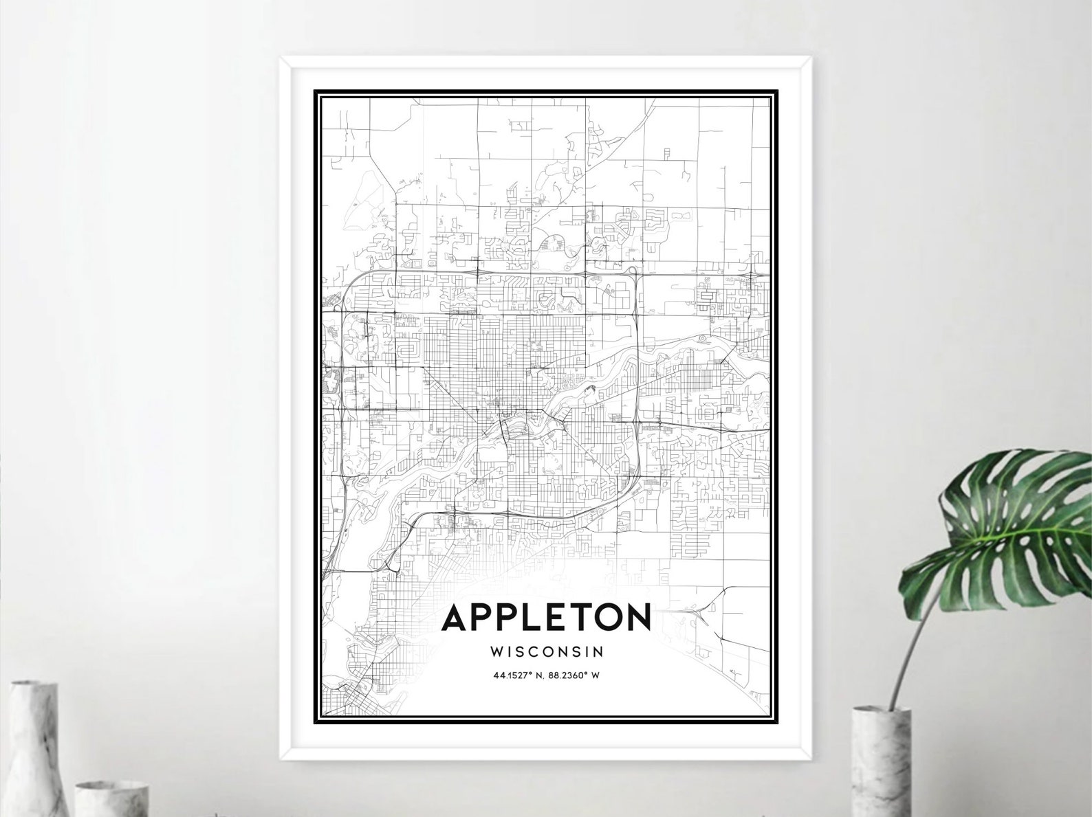 Appleton Map Print Appleton Map Poster Wall Art Wi City | Etsy