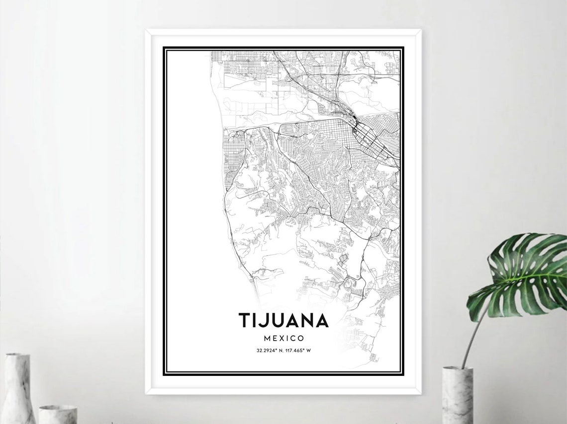 Tijuana Map Print, Tijuana Map Poster Wall Art, Tijuana City Map ...