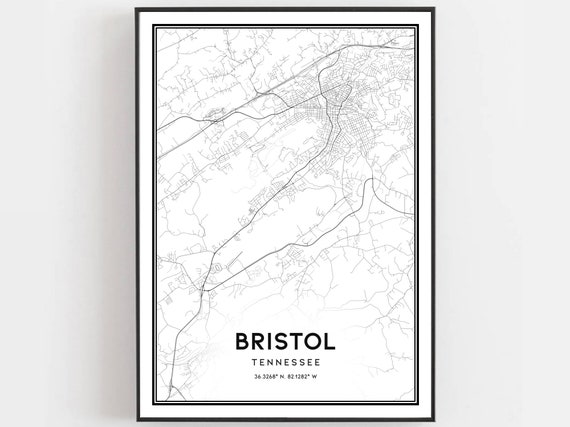 Bristol Map Print Bristol Map Poster Wall Art Tn City Map | Etsy