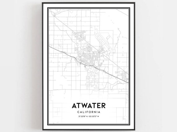 Atwater Map Print Atwater Map Poster Wall Art Ca City Map | Etsy