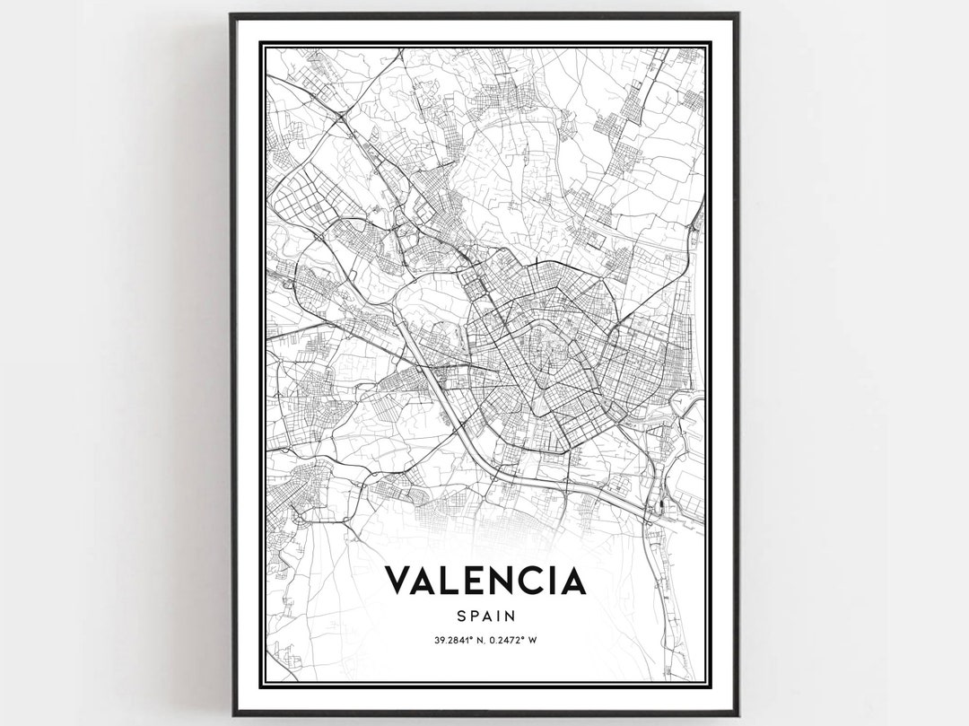 Valencia Map Print, Valencia Map Poster Wall Art, Valencia City Map ...