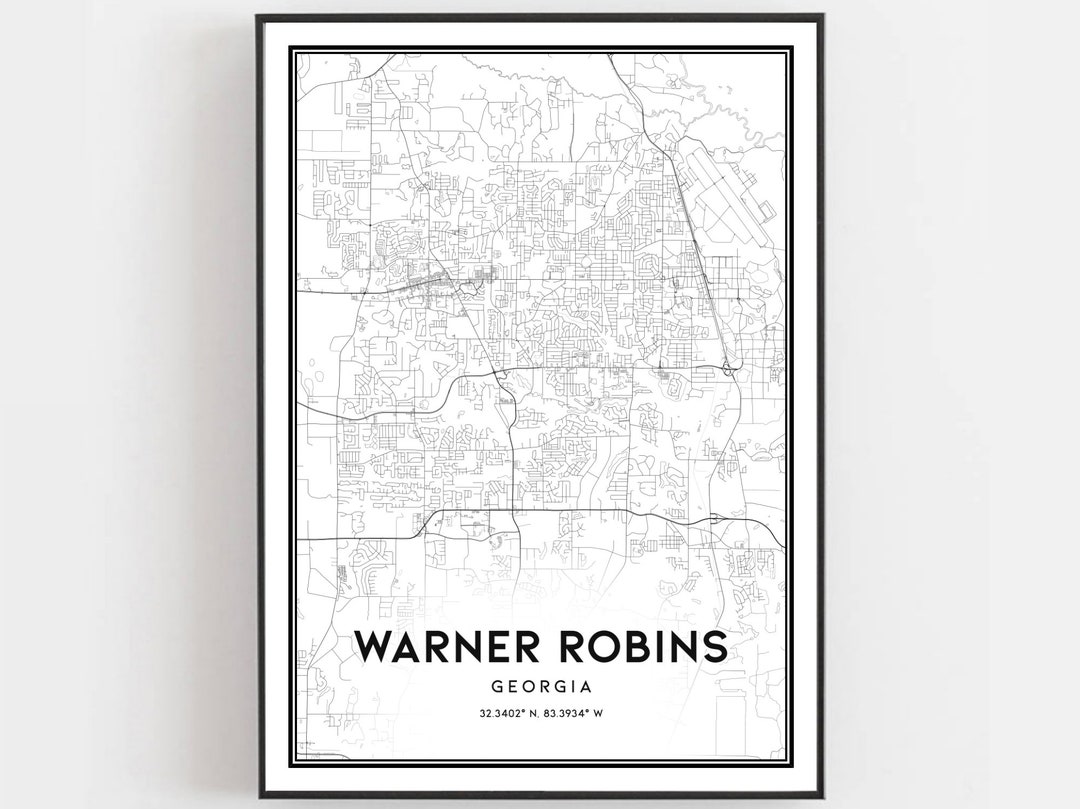 Warner Robins Map Print, Warner Robins Map Poster Wall Art, Ga City Map ...