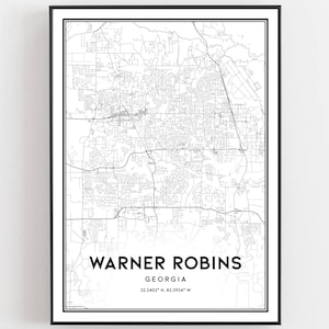 Warner Robins Map Print, Warner Robins Map Poster Wall Art, Ga City Map ...