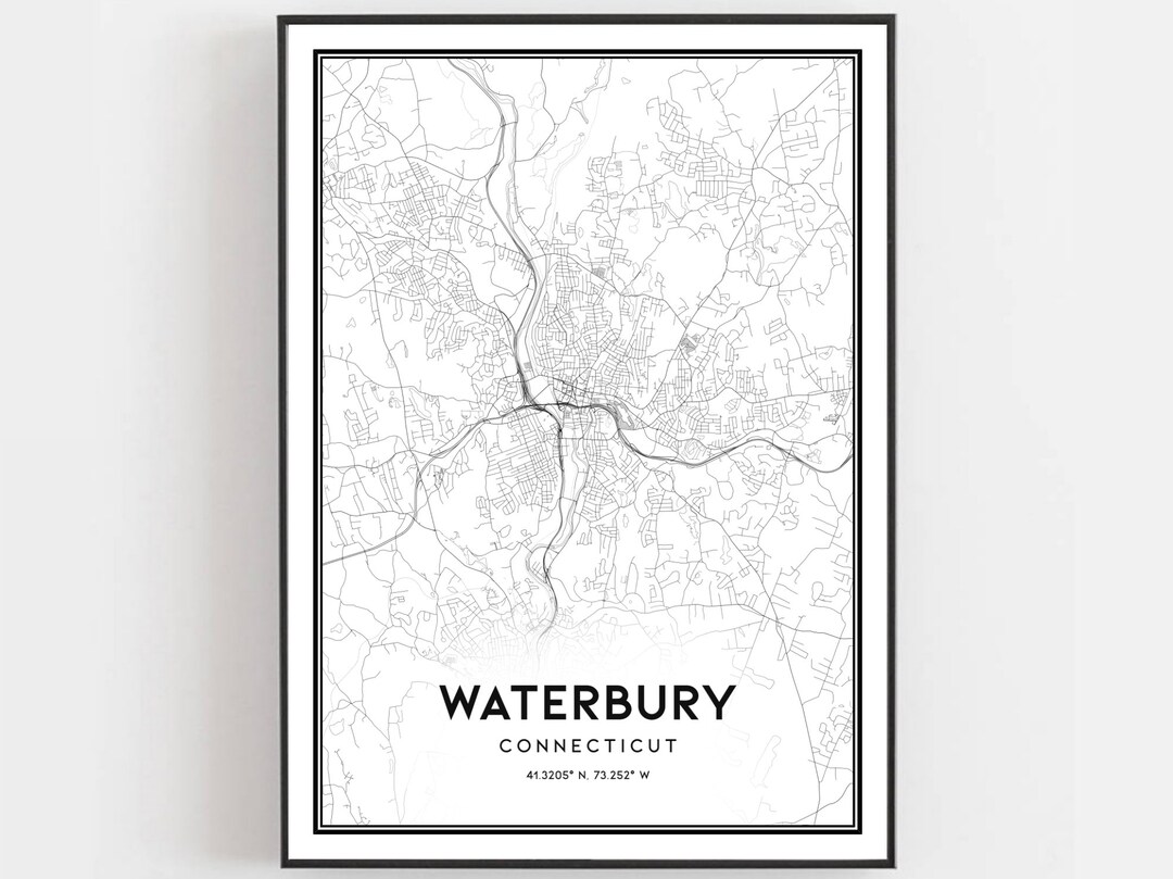 Waterbury Map Print, Waterbury Map Poster Wall Art, Ct City Map ...