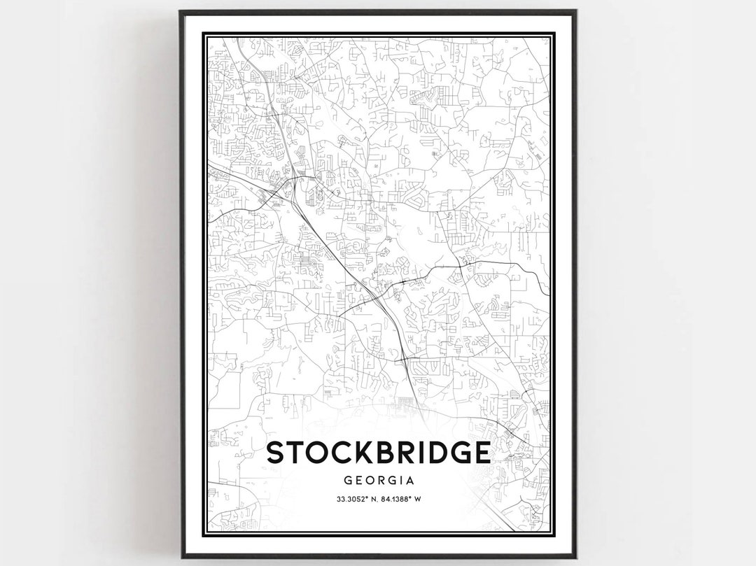 Stockbridge Map Print, Stockbridge Map Poster Wall Art, Ga City Map ...