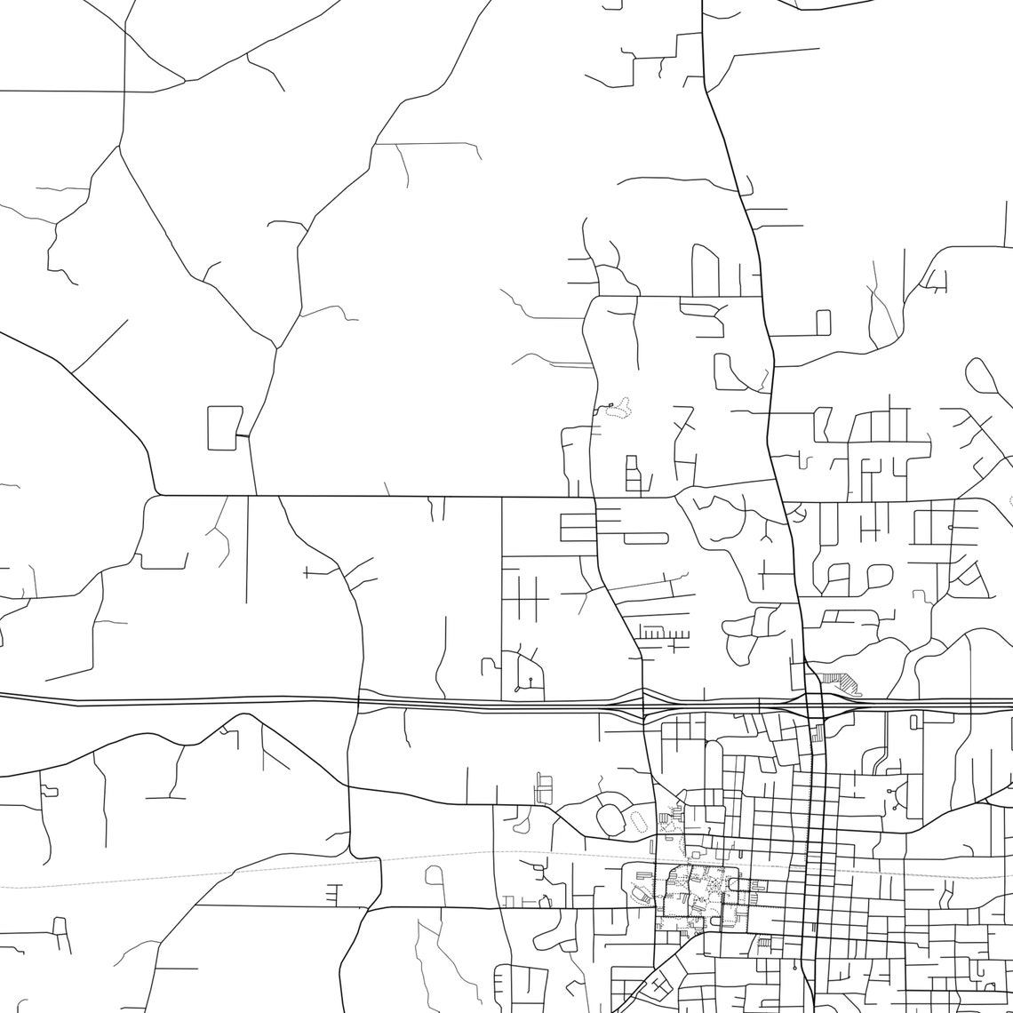 Ruston Map Print, Ruston Map Poster Wall Art, La City Map, Louisiana ...