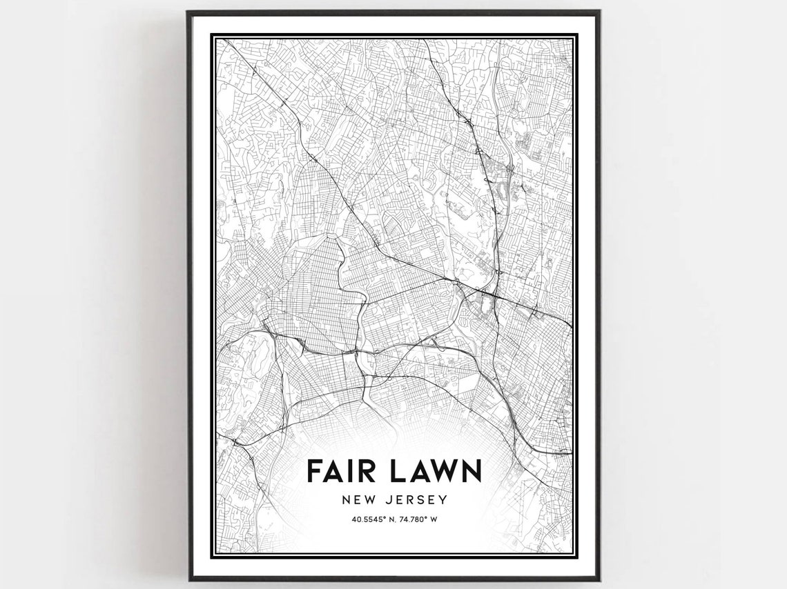 Fair Lawn Map Print Fair Lawn Map Poster Wall Art Nj City | Etsy