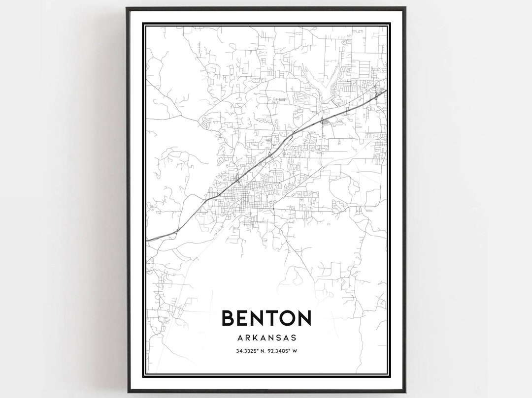 Benton Map Print, Benton Map Poster Wall Art, Ar City Map, Arkansas ...