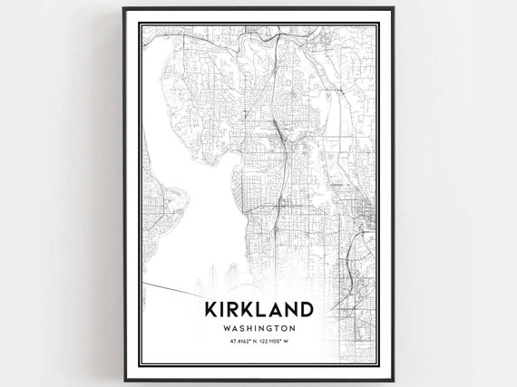 Kirkland Map Print Kirkland Map Poster Wall Art Wa City Map | Etsy
