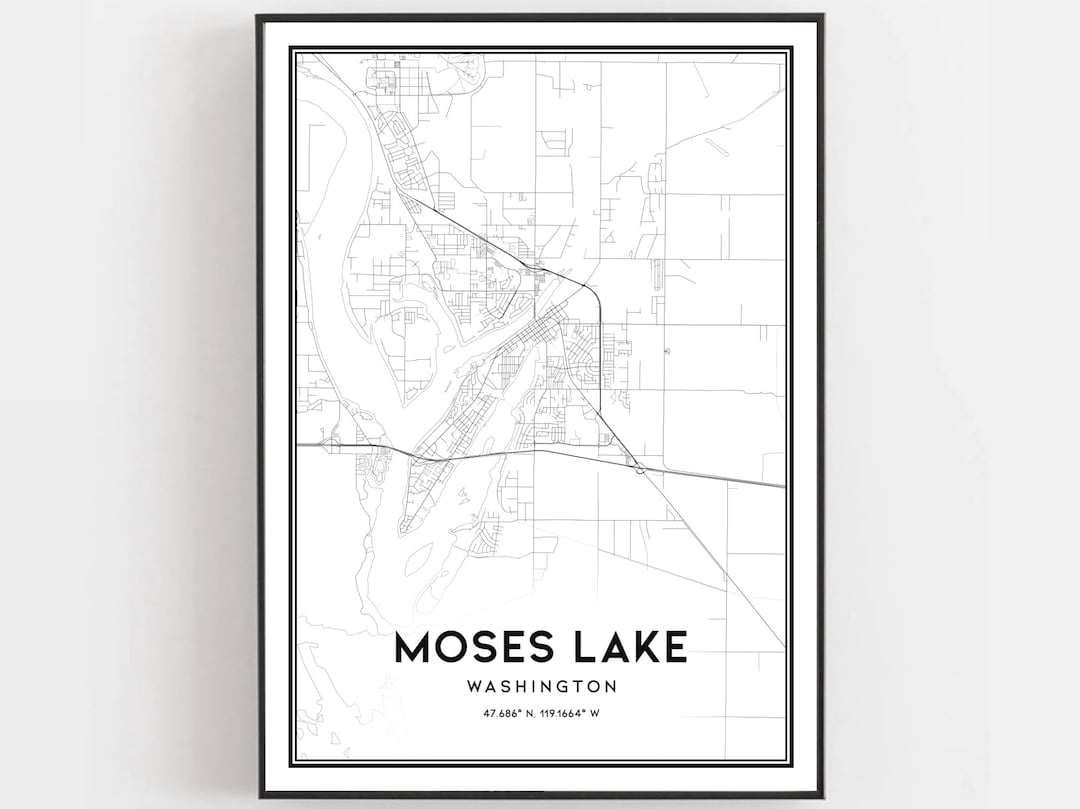 Moses Lake Map Print, Moses Lake Map Poster Wall Art, Wa City Map ...