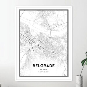 Belgrade Map Print, Belgrade Map Poster Wall Art, Belgrade City Map ...