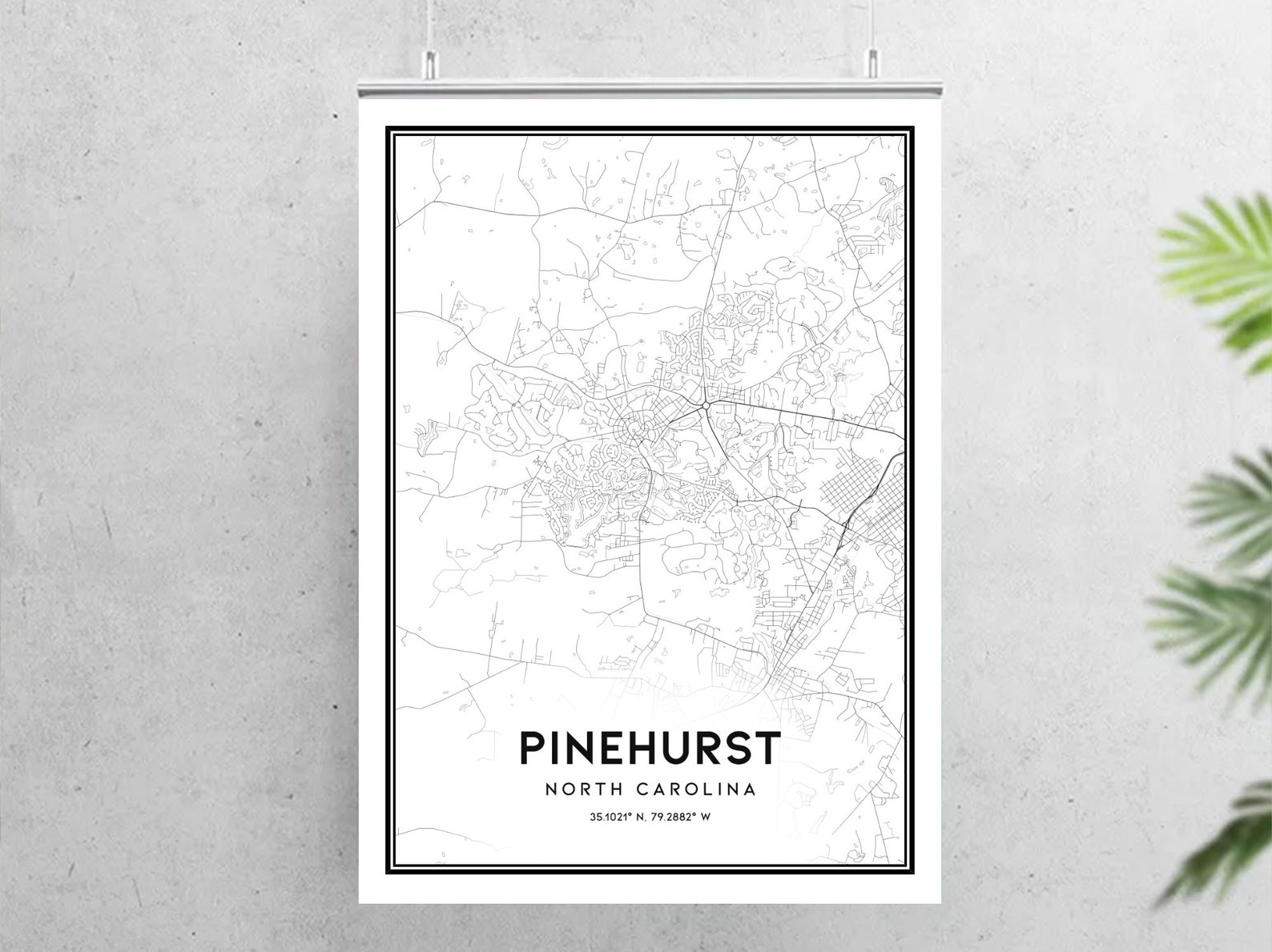 Pinehurst Map Print Pinehurst Map Poster Wall Art Nc City | Etsy