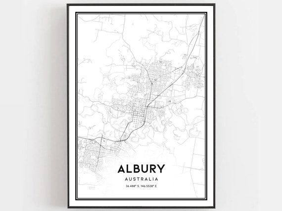 Albury Map Print Albury Map Poster Wall Art Albury City | Etsy