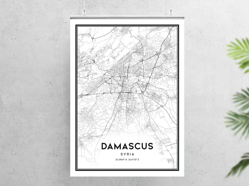 Damascus Map Print Damascus Map Poster Wall Art Damascus | Etsy
