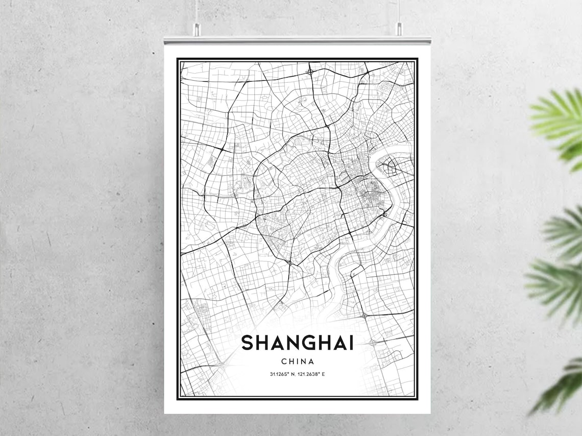 Shanghai Map Print Shanghai Map Poster Wall Art Shanghai | Etsy