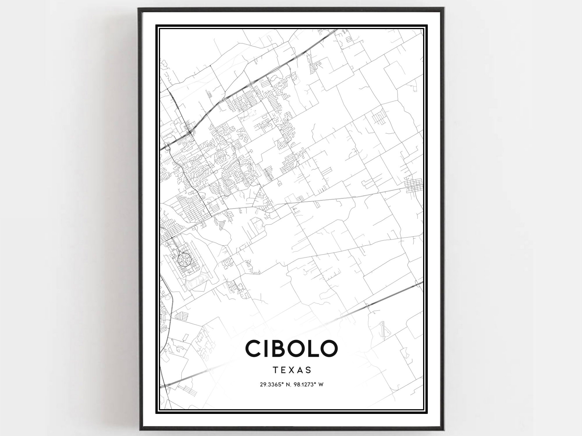 Cibolo Map Print Cibolo Map Poster Wall Art Tx City Map | Etsy