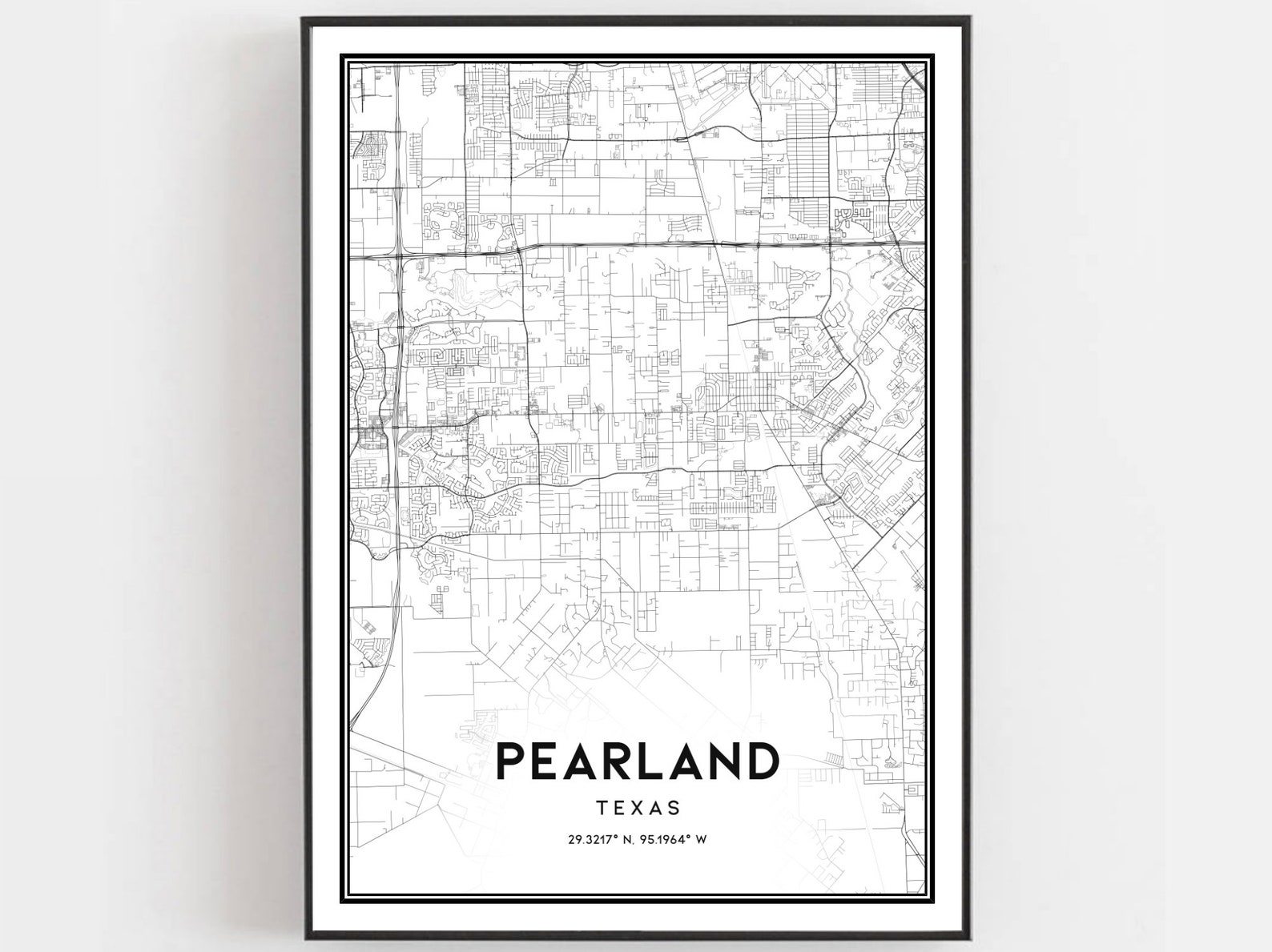 Pearland Map Print, Pearland Map Poster Wall Art, Tx City Map, Texas ...