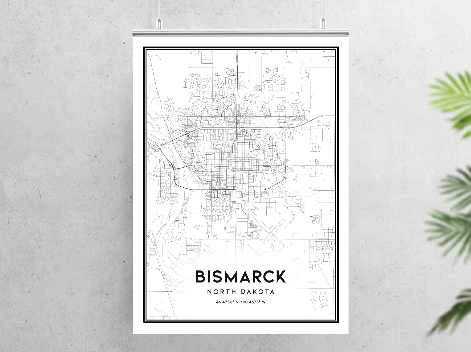 Bismarck Map Print, Bismarck Map Poster Wall Art, Nd City Map, North ...