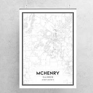 Mchenry Map Print, Mchenry Map Poster Wall Art, Il City Map, Illinois ...