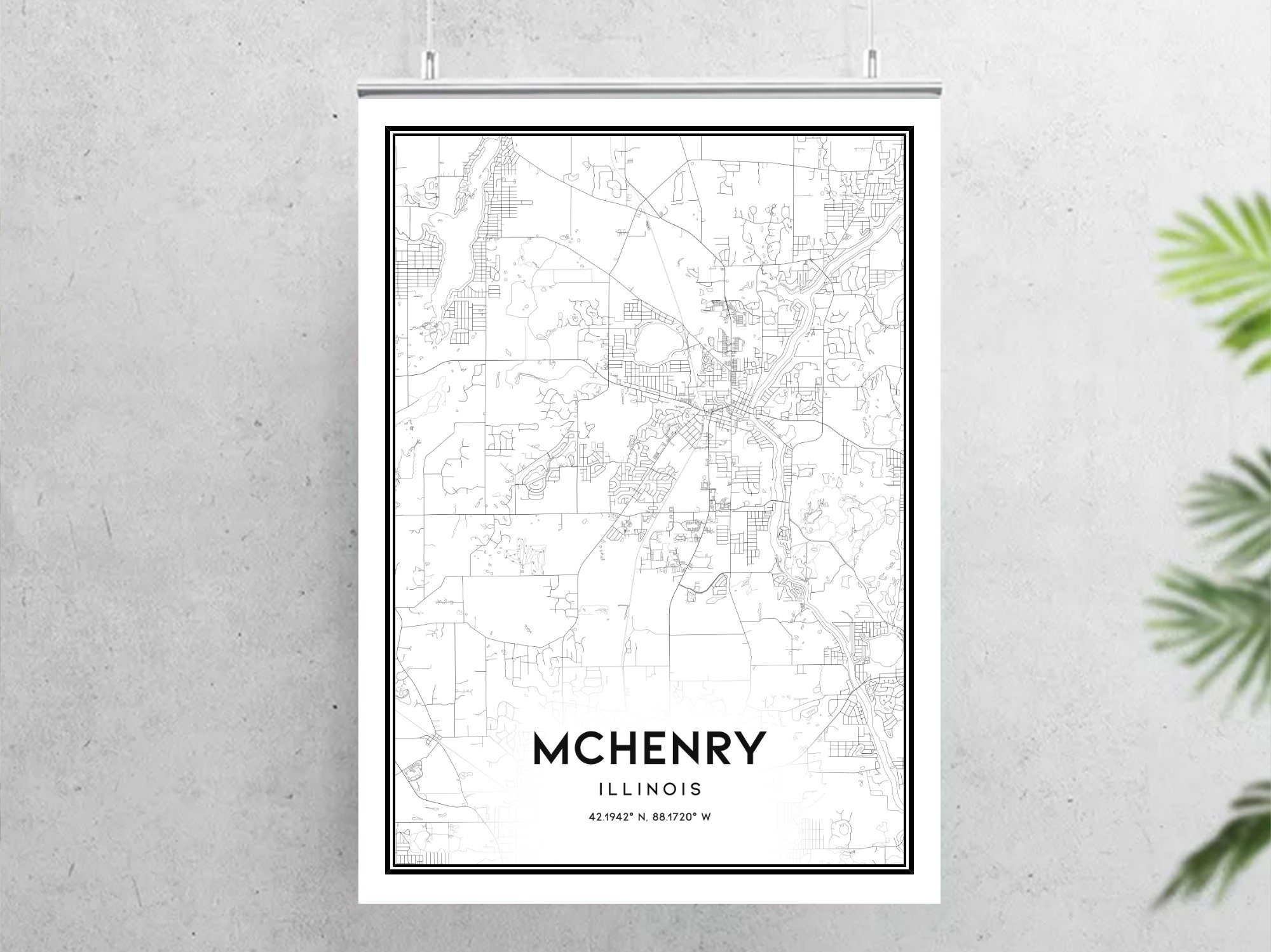 Mchenry Map Print Mchenry Map Poster Wall Art Il City Map | Etsy