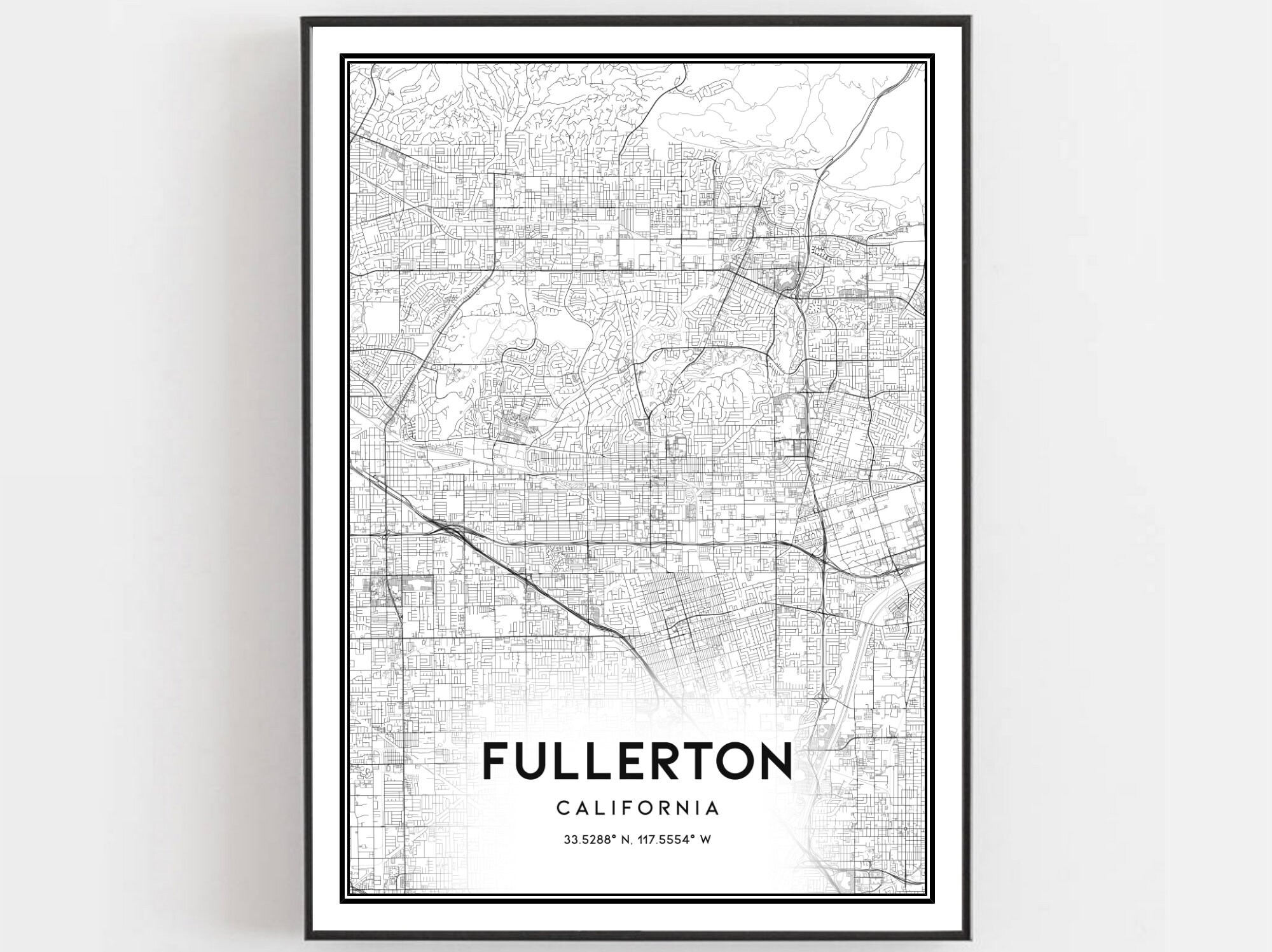 Fullerton Map Print Fullerton Map Poster Wall Art Ca City - Etsy