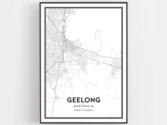 Geelong Map Print Geelong Map Poster Wall Art Geelong City | Etsy