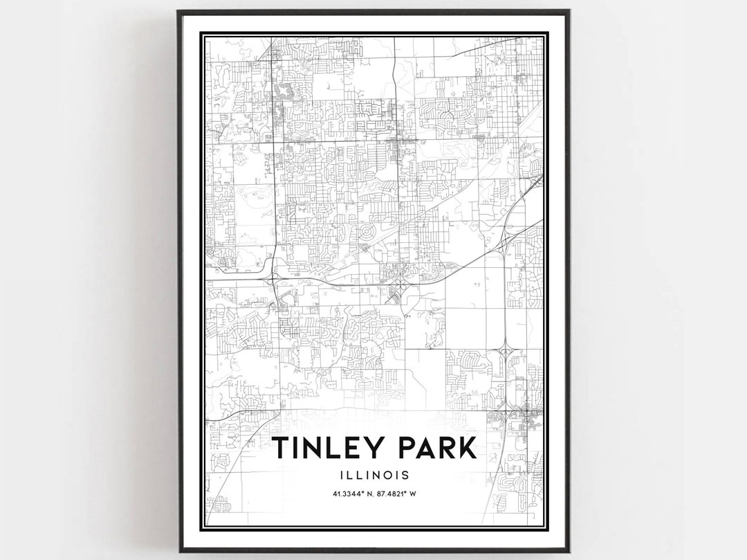 Tinley Park Map Print Tinley Park Map Poster Wall Art Il City Map Illinois Print Street Map